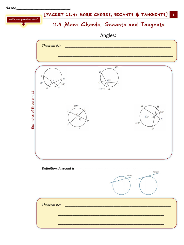 Chords, Secants, and Tangents Guide | PDF | Trigonometric Functions | Angle