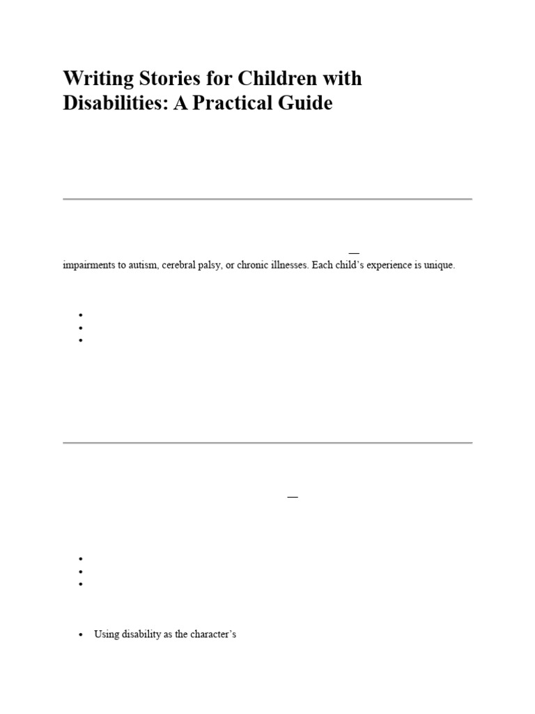Writing Stories For Children With Disabilities | PDF | Disability ...