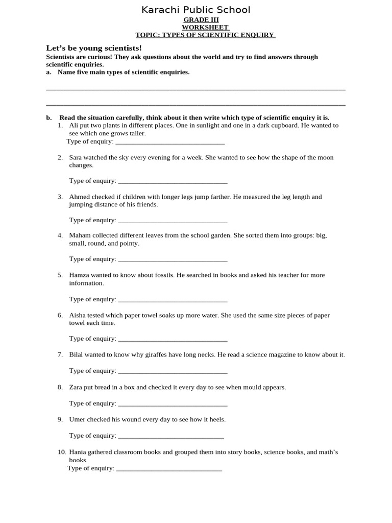 Grade III Science Worksheet | PDF
