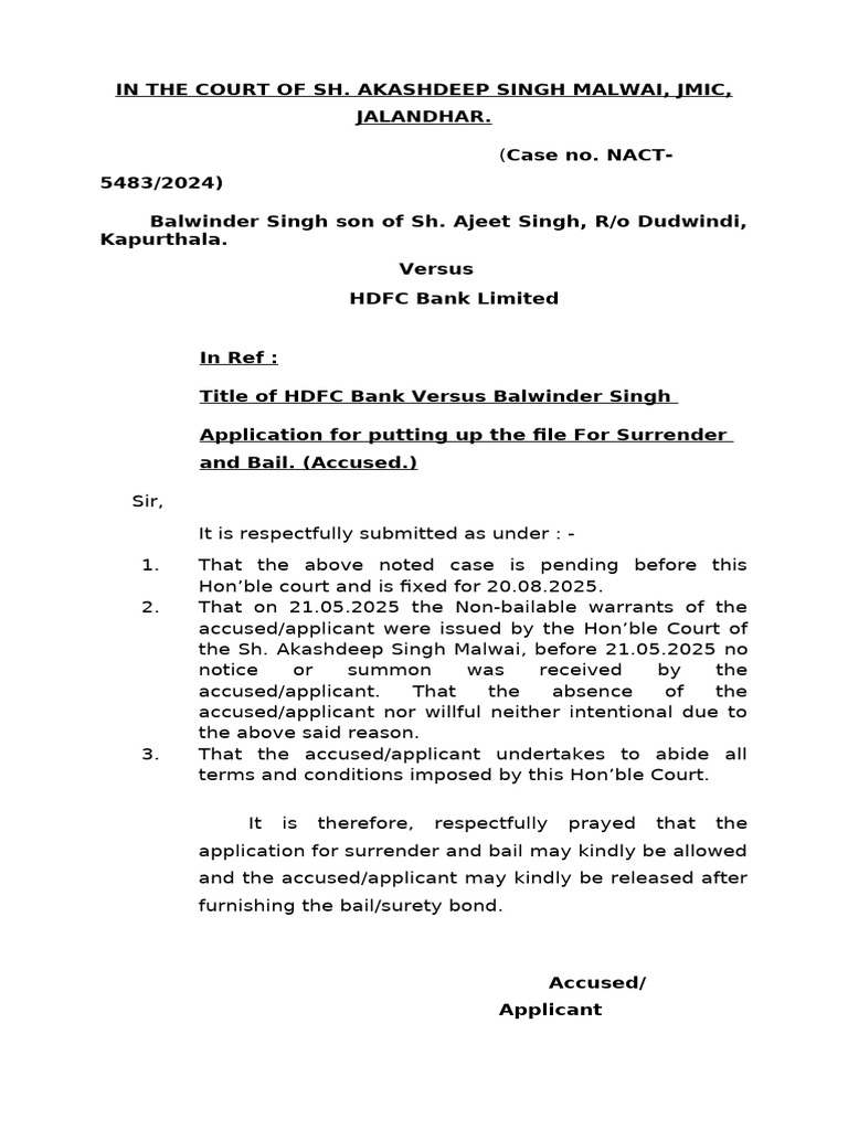 Application - Putt Up The File | PDF | Bail | Affidavit