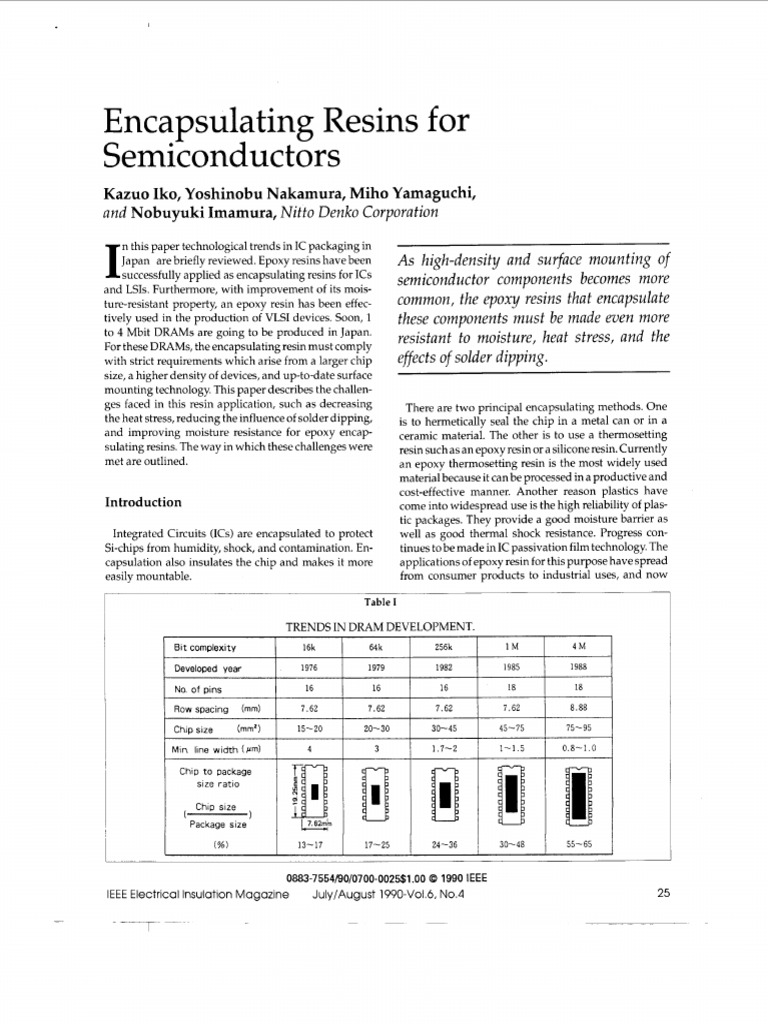 Encapsulating Resins For Semiconductors | PDF | Integrated Circuit ...