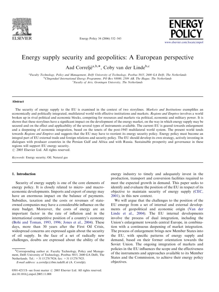 EU Energy Security and Geopolitics Analysis | PDF | Natural Gas | Opec