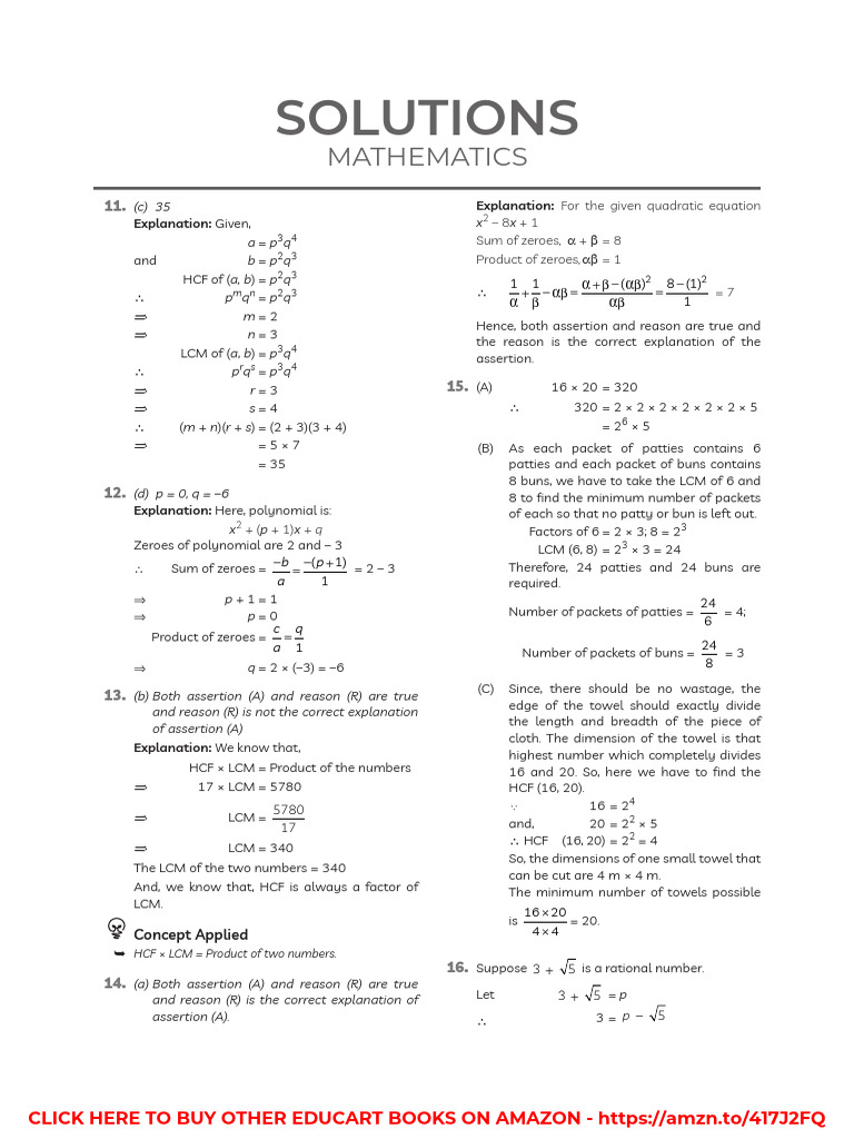 Mathematics Solutions and Explanations | PDF | Numbers | Polynomial