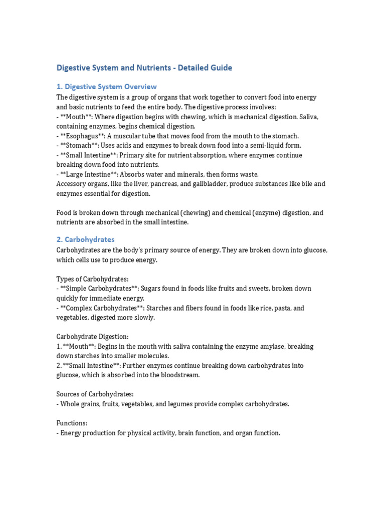 Digestive System and Nutrients Grade7 | PDF | Digestion | Fat