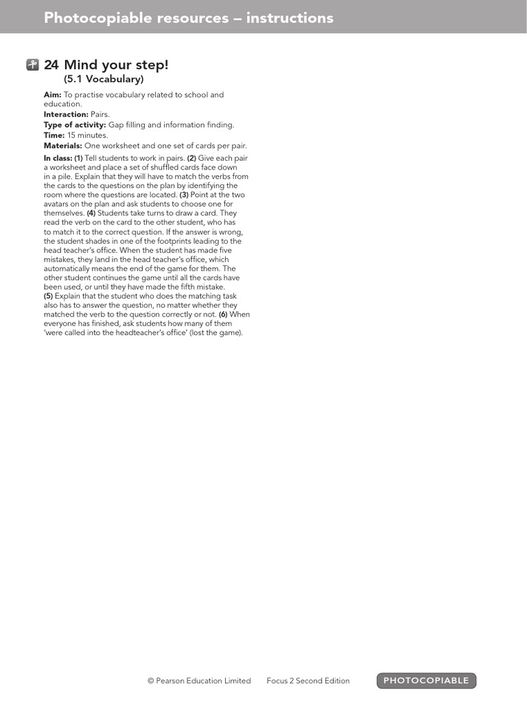 Focus2 2e Unit5 Lesson1 Resource 24 Pdf Classroom Schools