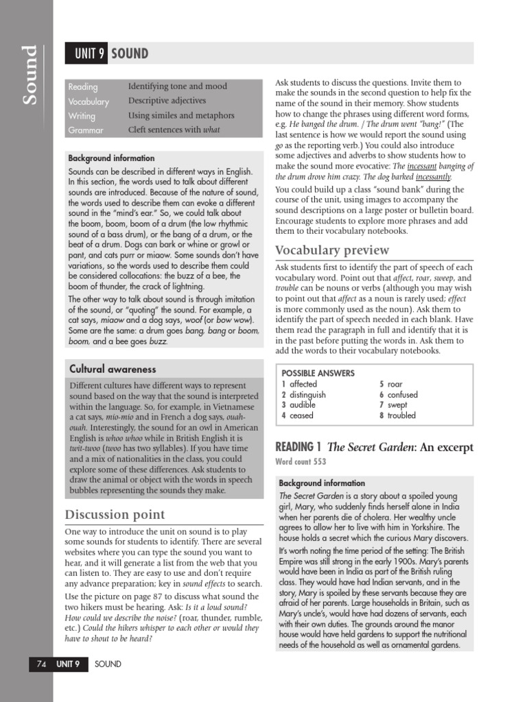 Skillful Reading Writing Teachers Books 3 Unit 9 Sound | PDF | Sound ...