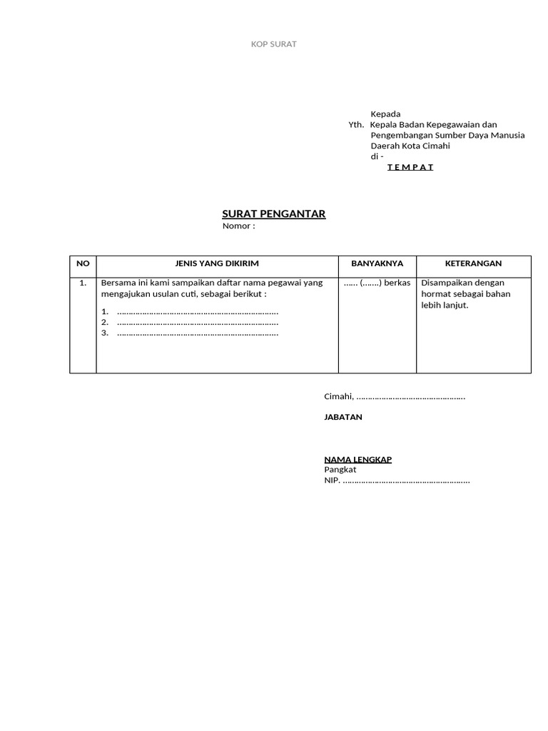 Format - Surat Cuti | PDF
