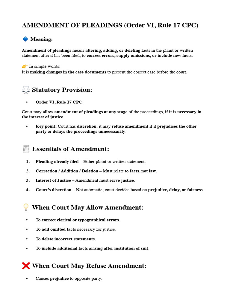 Amendment of Pleadings | PDF