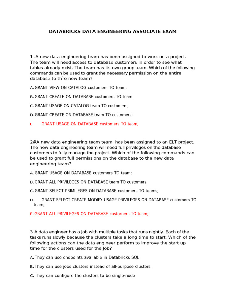Databricks Data Engineer Associate Dumps 1 | PDF | Table (Database) | Databases