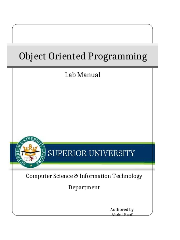 Lab Manual (Object Oriented Programming) | PDF | Class (Computer ...