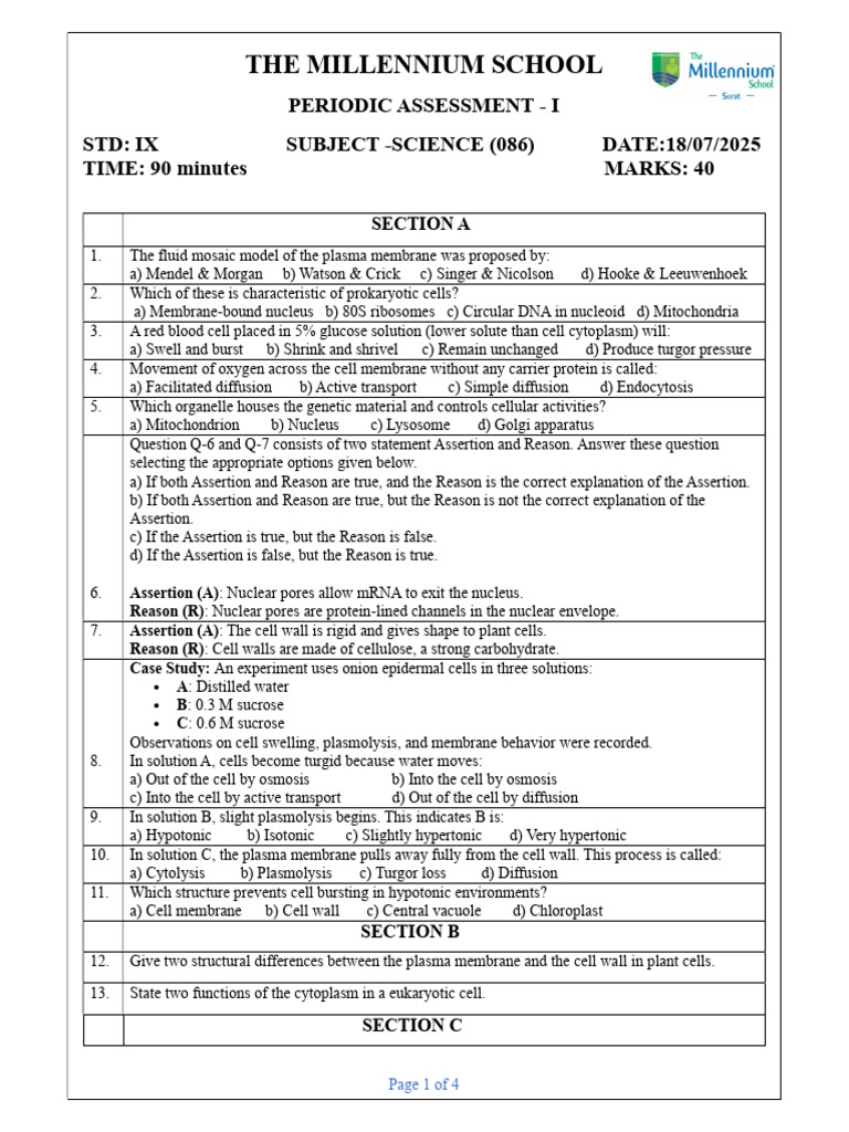 Class - 9 PA1 Revision Worksheet | PDF