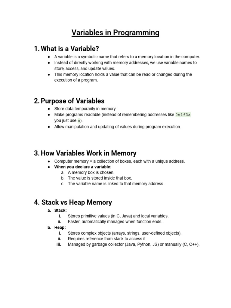 Understanding Variables in Programming | PDF