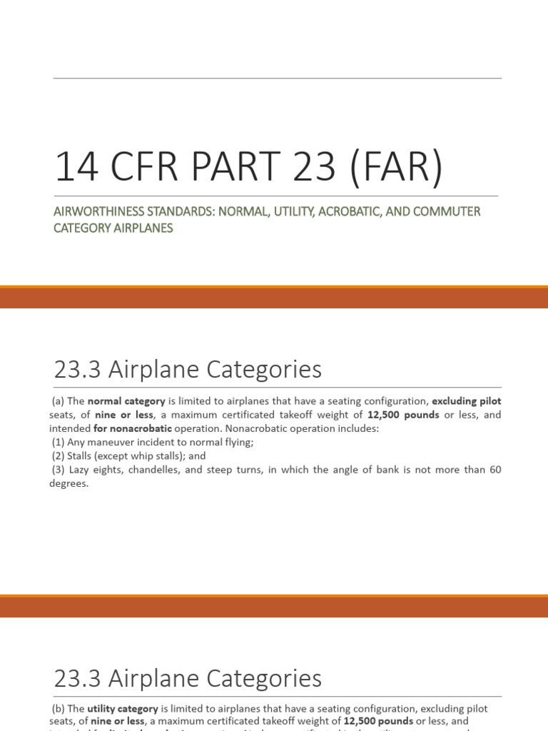 CFR Part 23 Airworthiness Standards | PDF | Flight | Aerospace
