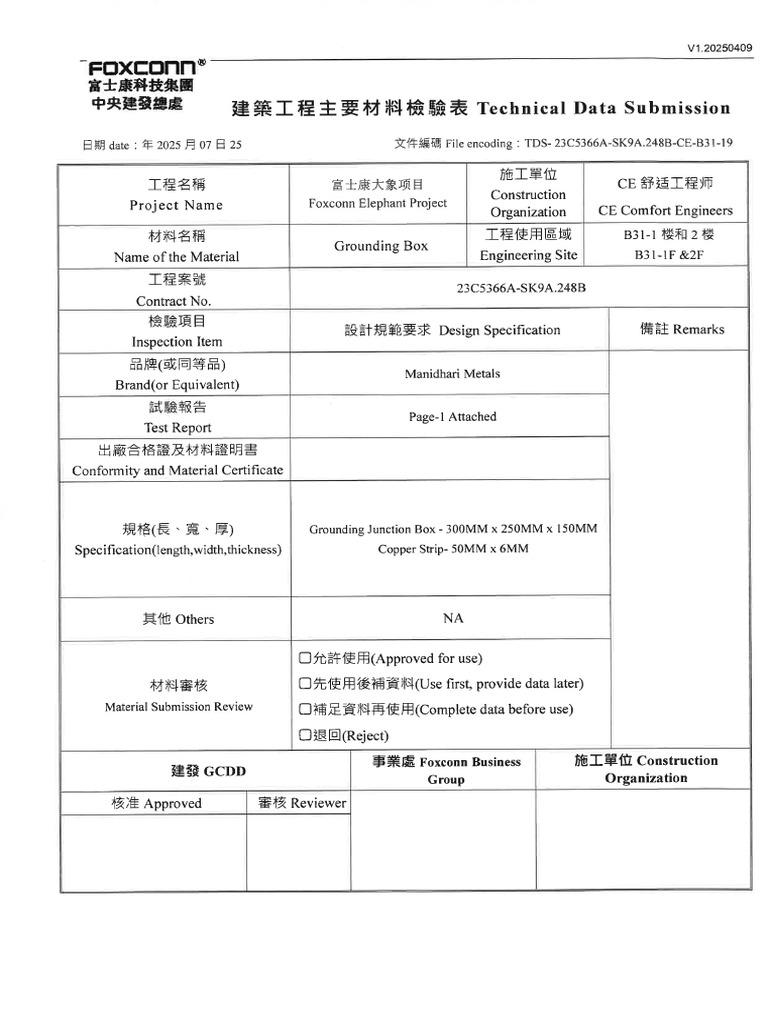 TDS CE B31 19 Grounding Junction Box | PDF