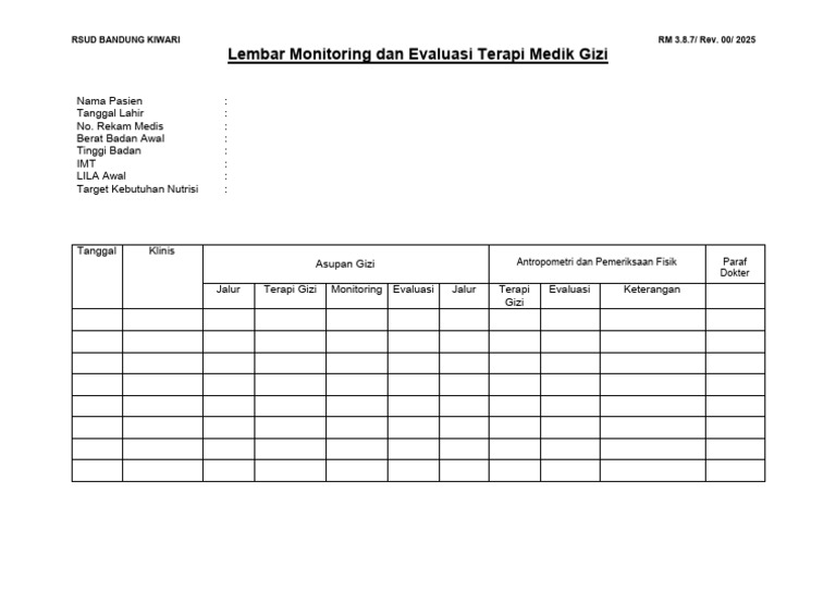 RM 3.8.7 Lembar Monitoring Dan Evaluasi Terapi Medik Gizi | PDF