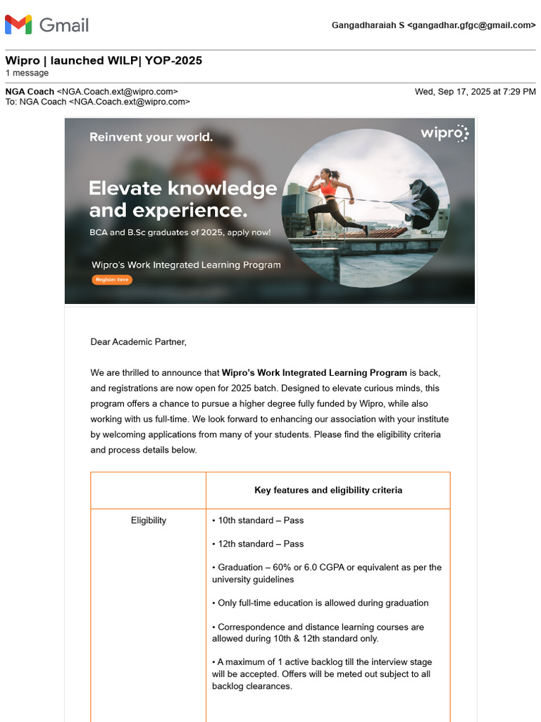 Wipro WILP 2025 Registration Deadline | PDF