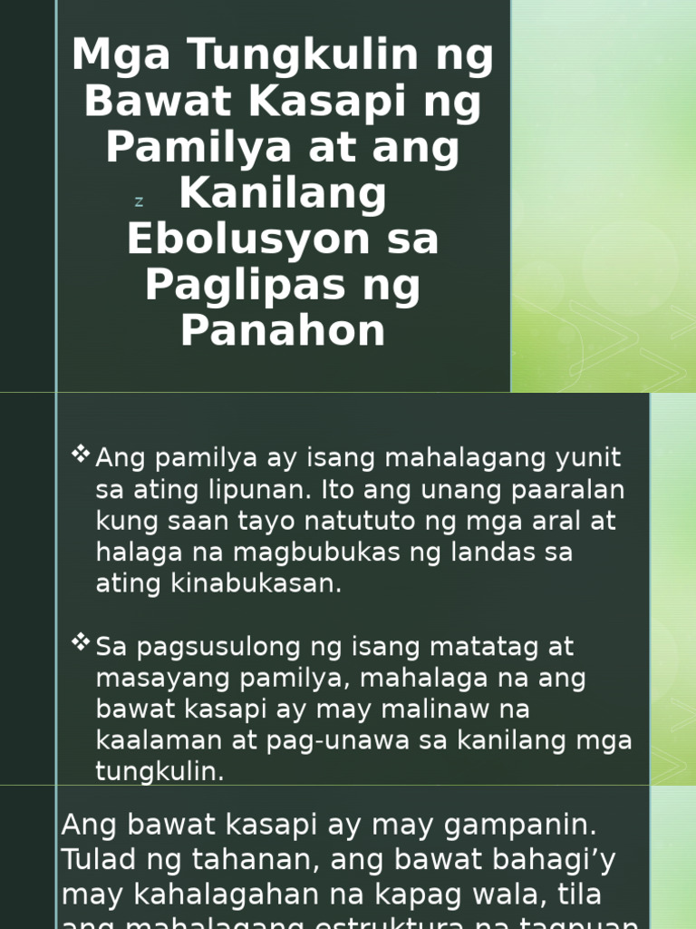 Mga Tungkulin NG Bawat Kasapi NG Pamilya | PDF