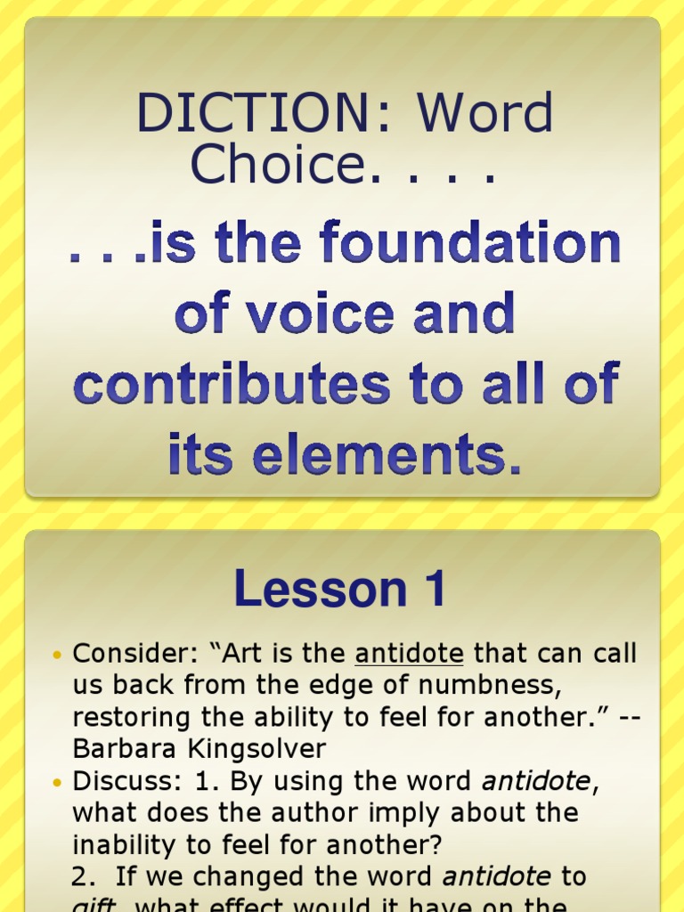 Word Choice Matters: Analyzing Diction in Literature | PDF | Nature