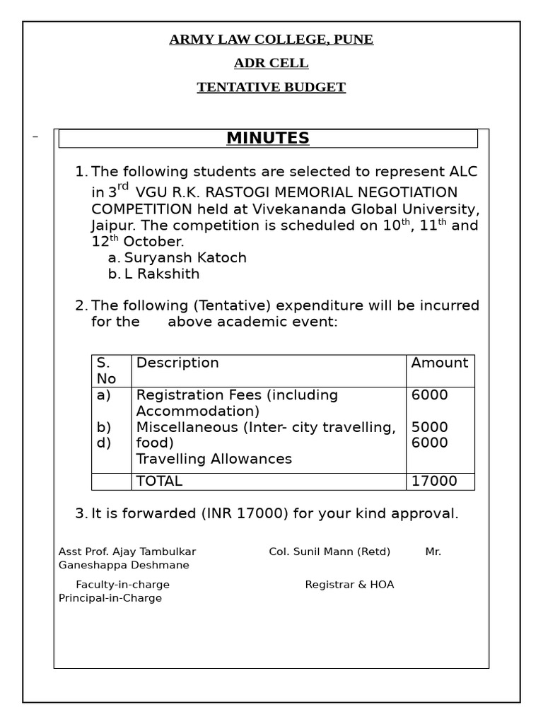 VGU Tentative Budget | PDF