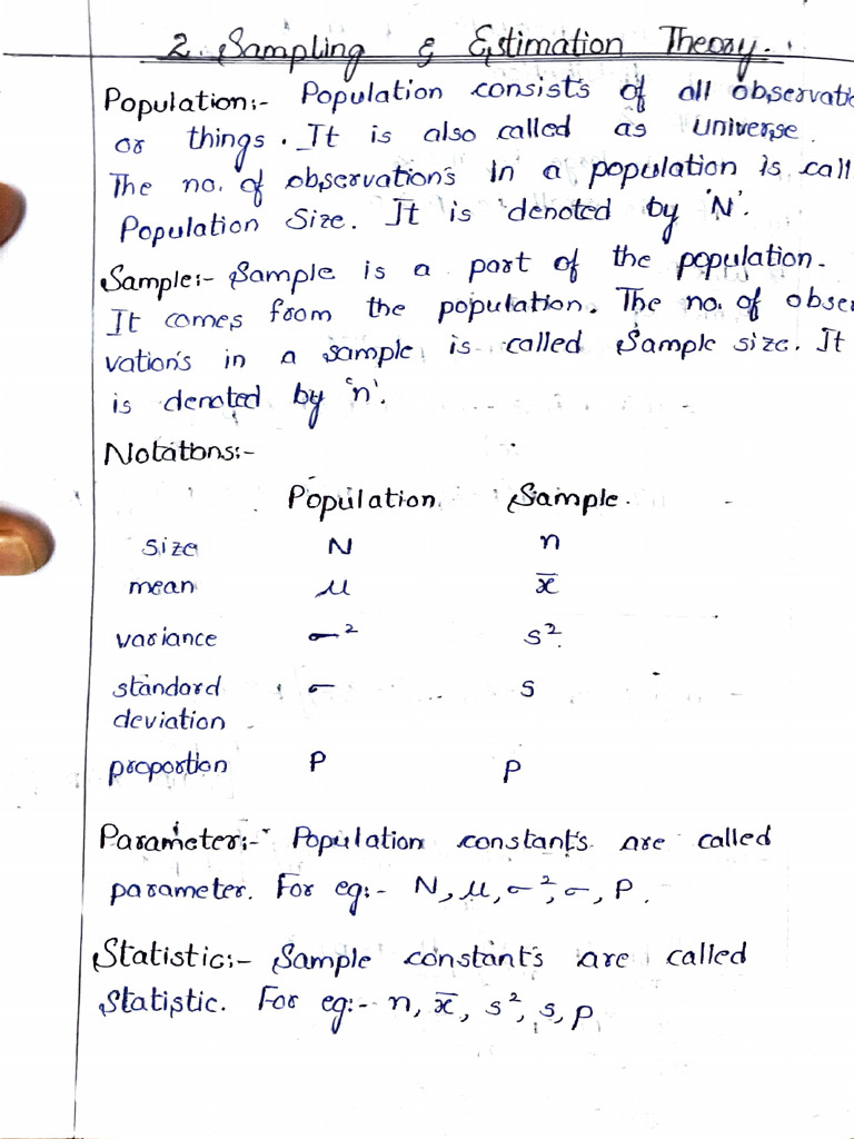 MFCS-UNIT-2 (Sampling and Estimation Theory) | PDF