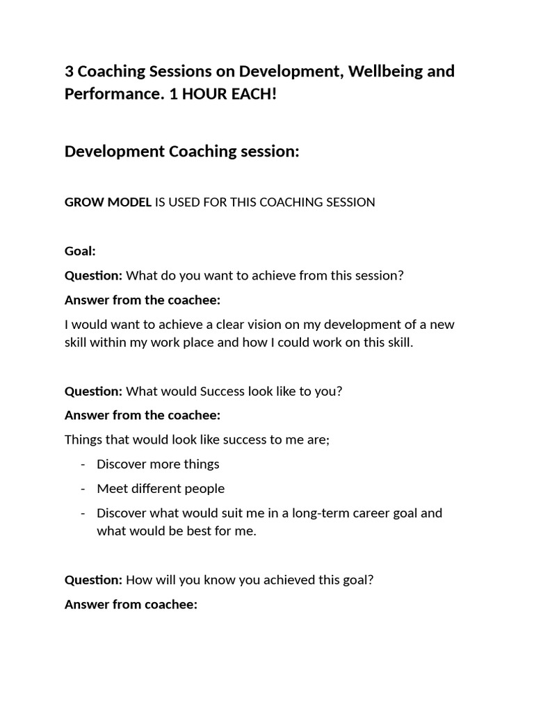 3 Coaching Sessions Notes | PDF | Goal | Well Being