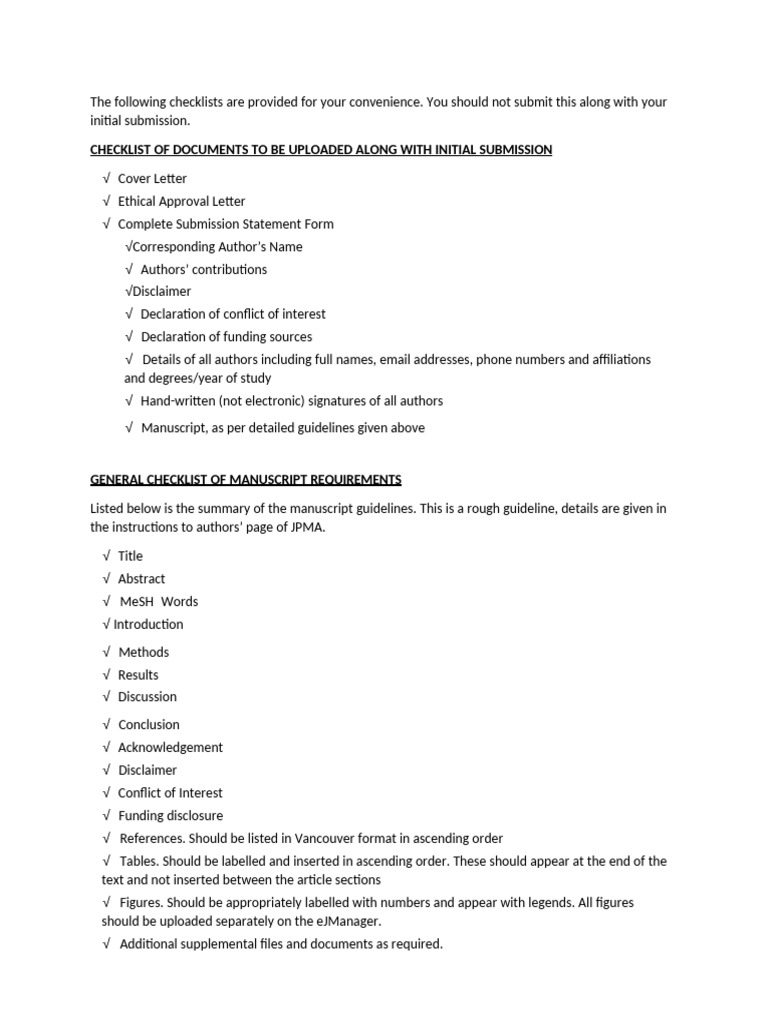 10 A Submission Checklist JIIMC | PDF