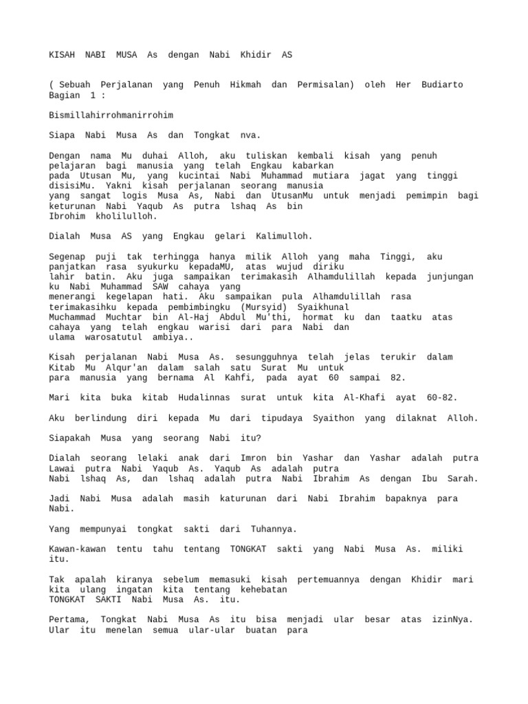KISAH NABI MUSA As Dengan Nabi Khidir As - (Sebuah Perjalanan Yang ...