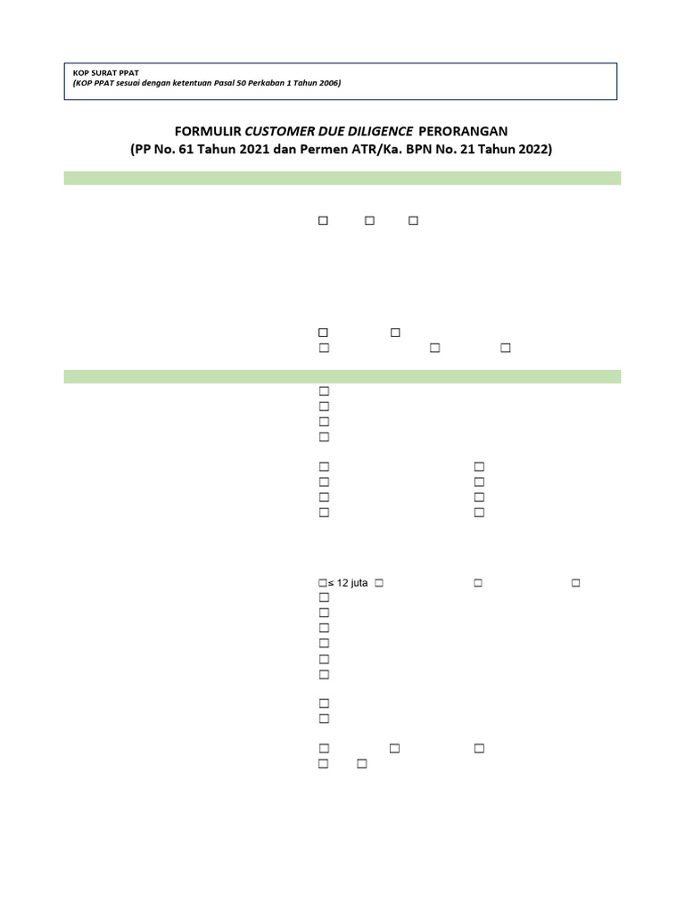 Formulir Cdd Perorangan | PDF