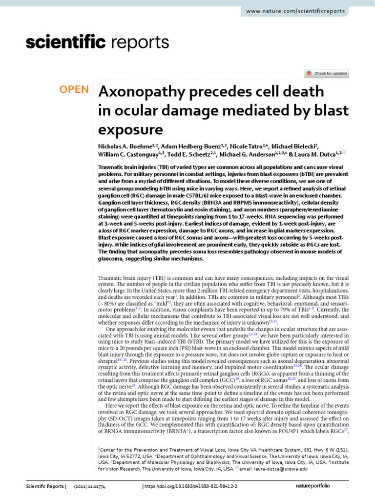 Axonopathy Precedes Cell Death in Ocular Damage Mediated by Blast ...