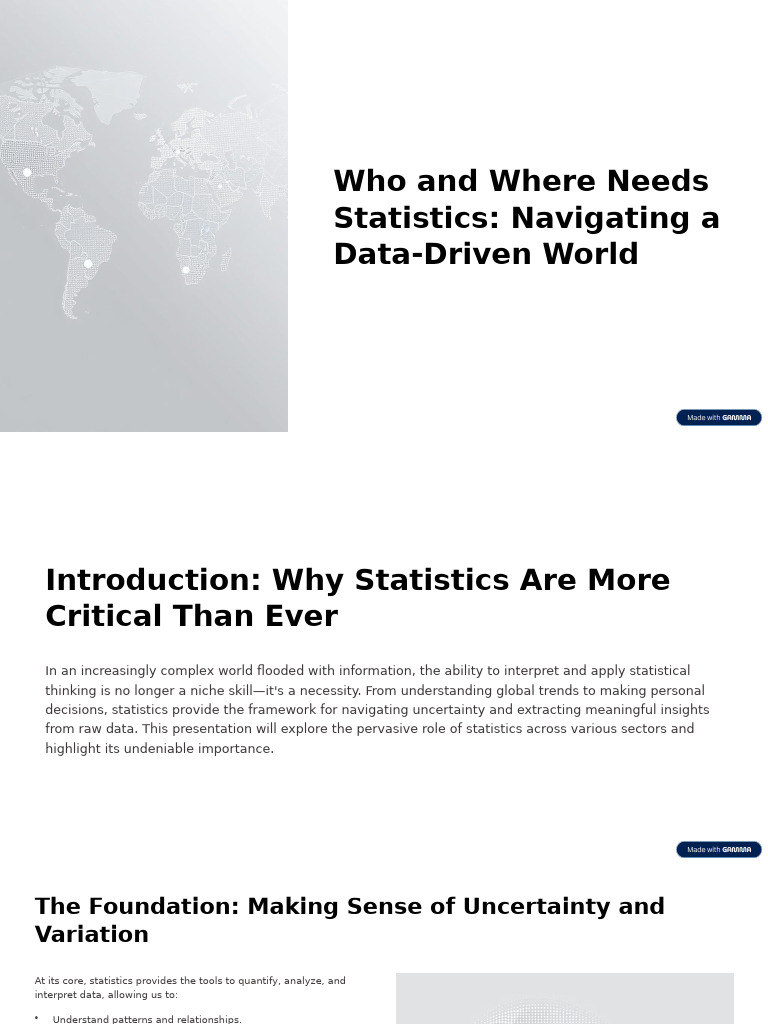 Who and Where Needs Statistics Navigating A Data Driven World | PDF ...