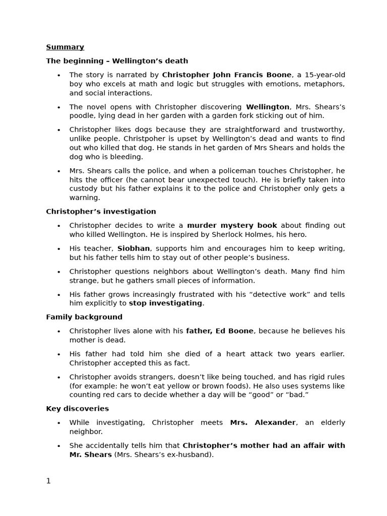 Info About The Curious Incident of The Dog at The Nighttime | PDF