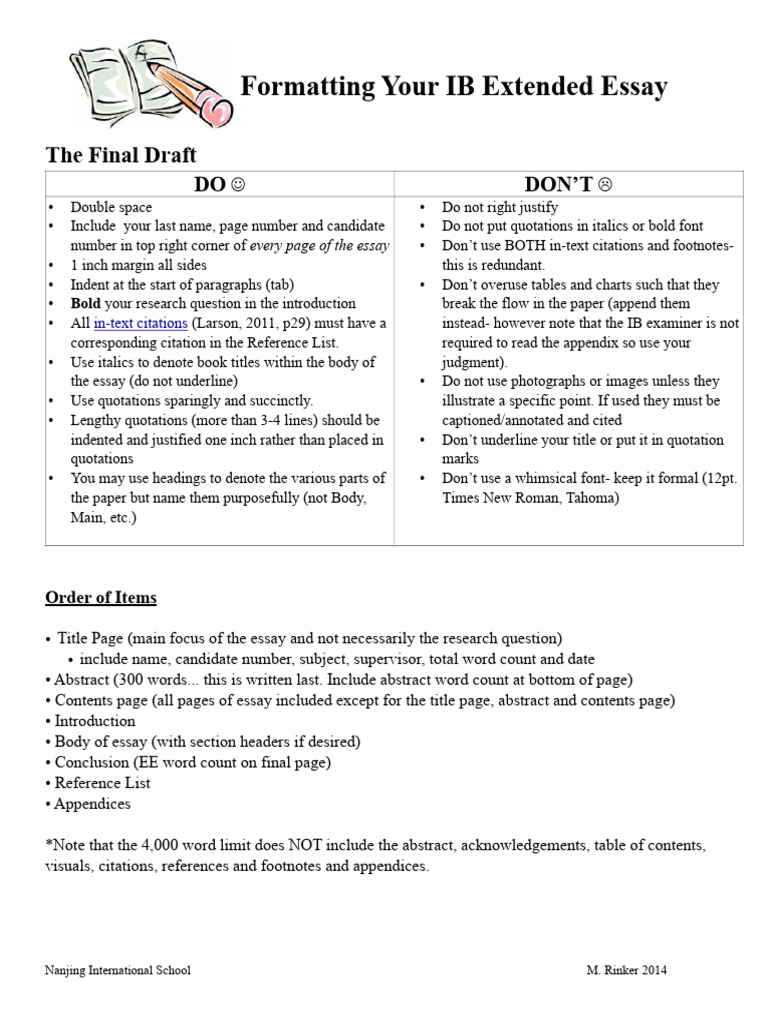 IB Extended Essay Formatting Guide | PDF | Citation | Apa Style