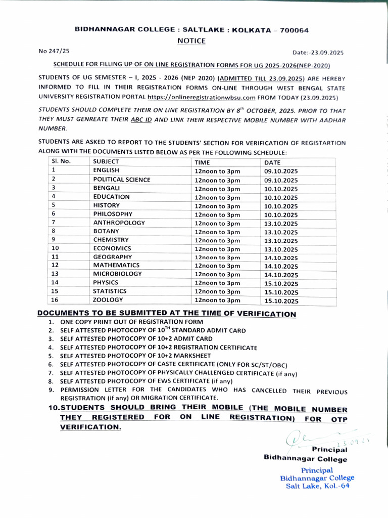 UG Online Registration Schedule 2025-26 | PDF