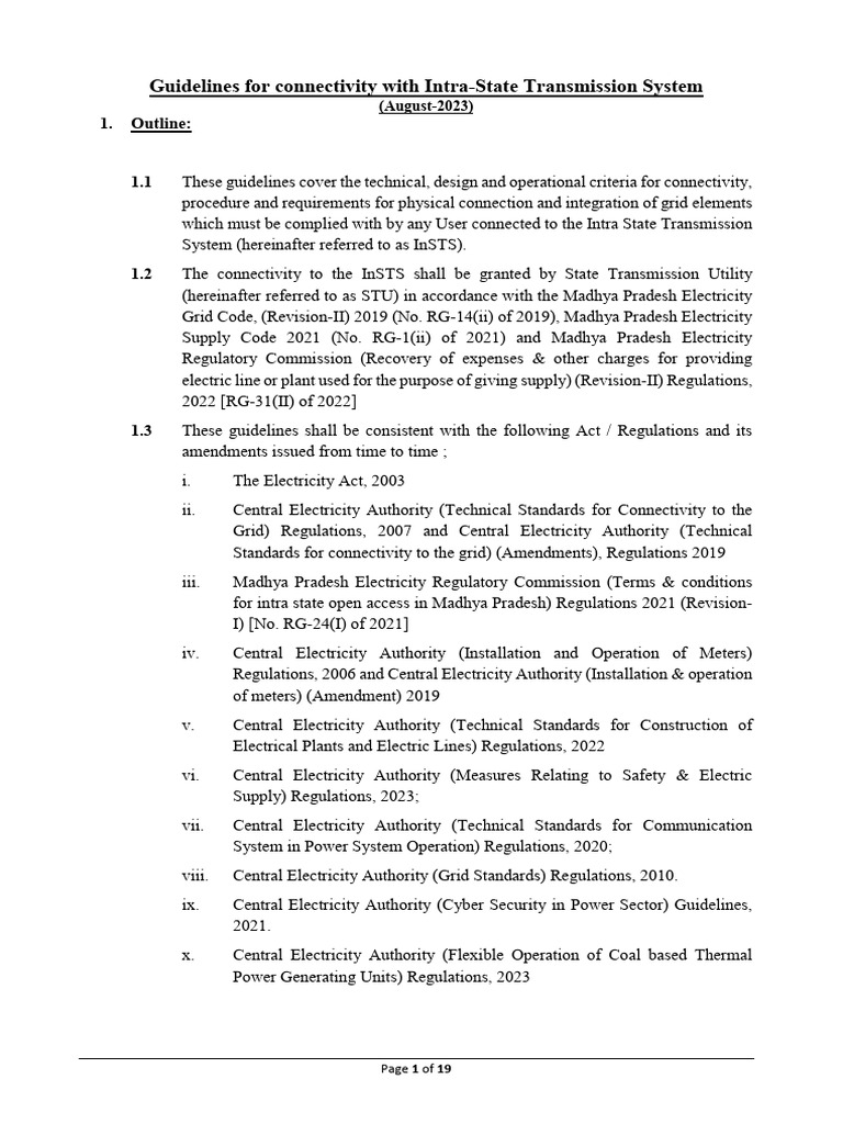 Intra-State Transmission Connectivity Guidelines | PDF | Electric Power ...