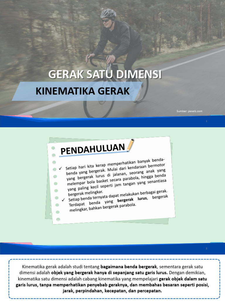 Gerak Satu Dimensi & Gerak Dua Dimensi | PDF