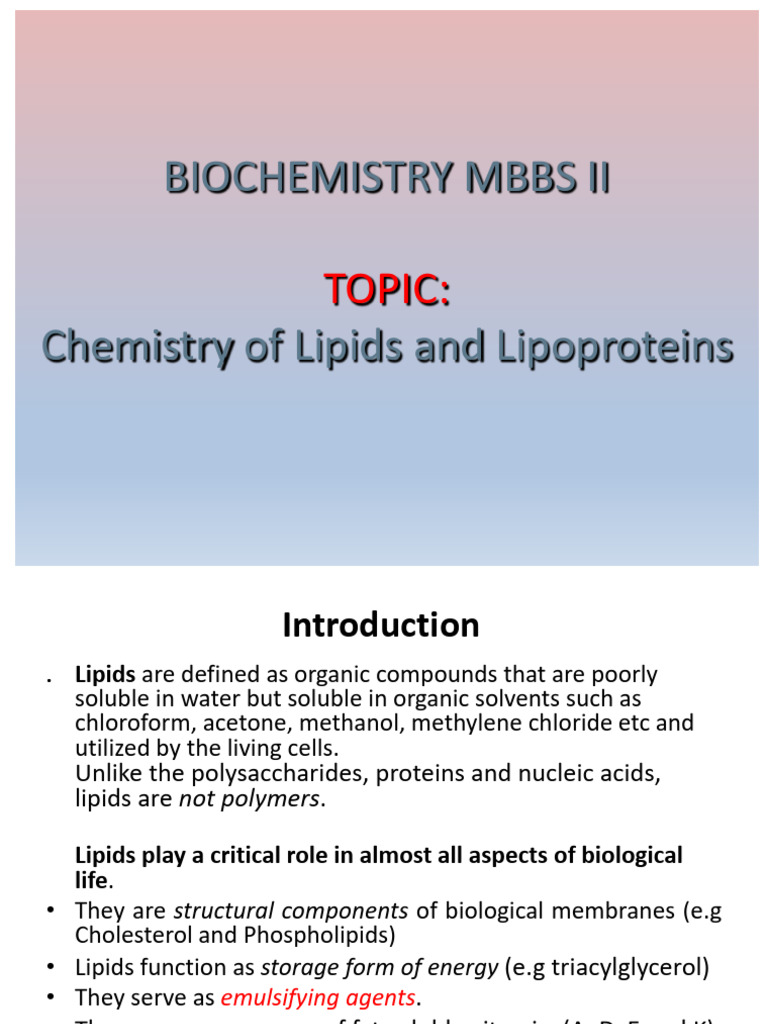 Biochemistry MBBS Ii Lipids and Lipoproteins | PDF | Fatty Acid ...