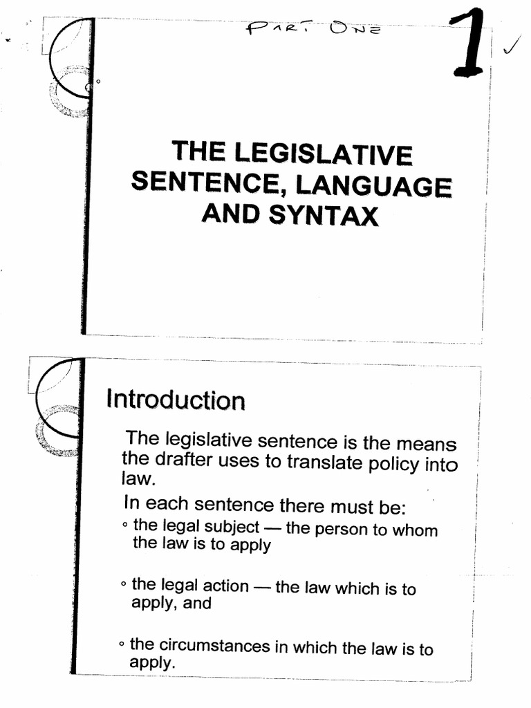 1.0 Legislative Sentence Language and Syntax - pdf-1 | PDF