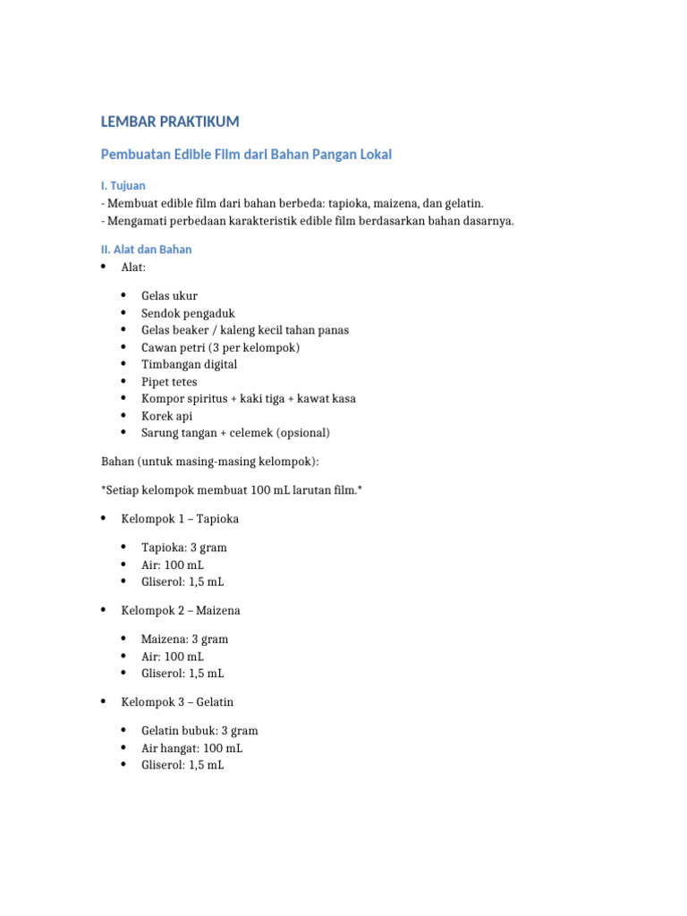Edible Film dari Bahan Pangan Lokal | PDF