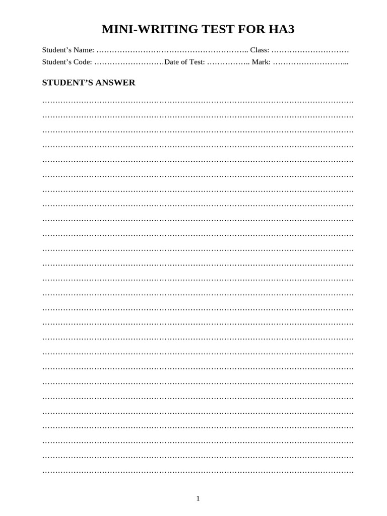 Writing Answer Sheet HA3 | PDF