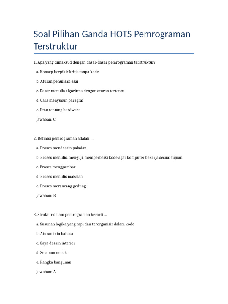 Soal Pemrograman Terstruktur | PDF