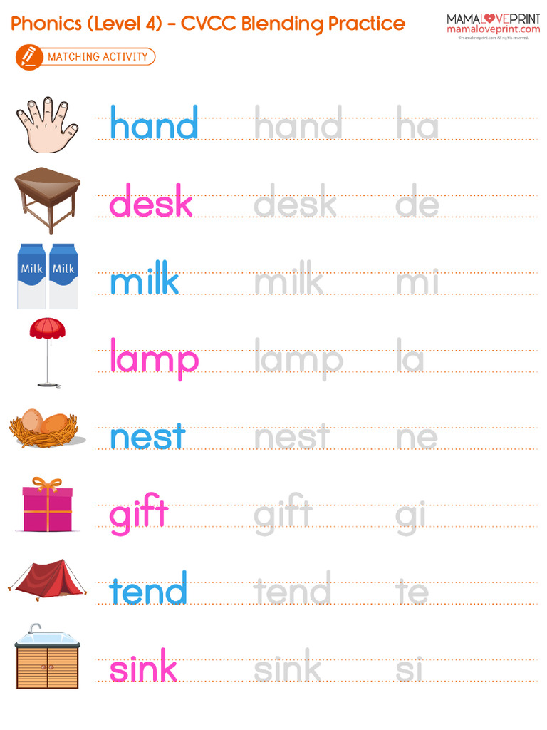 Level 2.2 - Phonics CVCC Blending English Phonics 4 CVCC Book | PDF