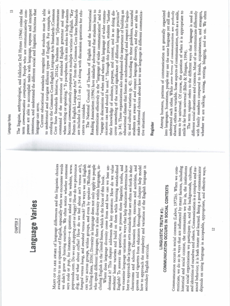 Hudley and Mallinson (2014) CH 2. Language Varies | PDF