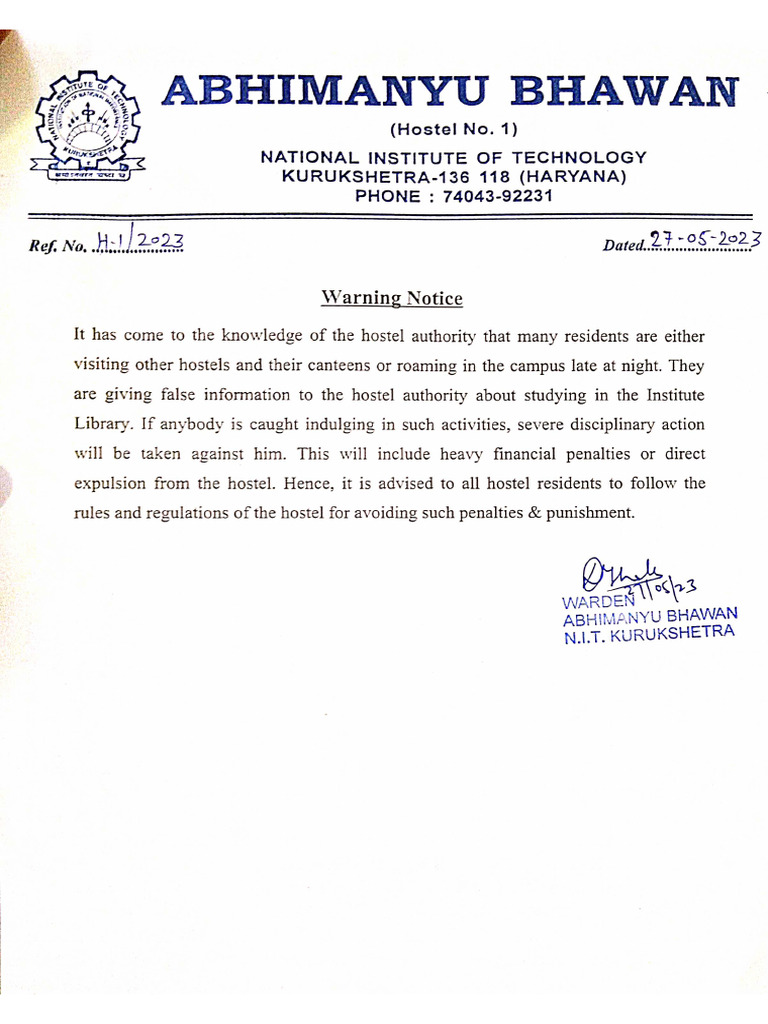 Warning Notice | PDF