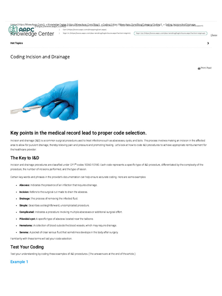 Coding Incision and Drainage Guide | PDF | Surgery | Wound