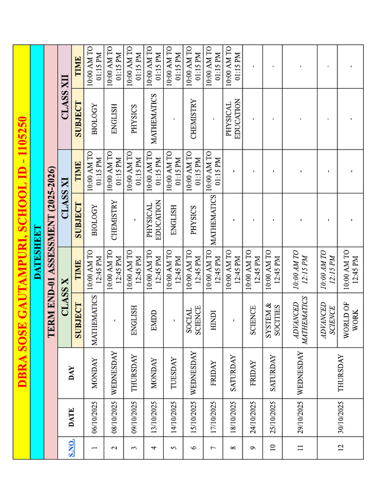 Date Sheet | PDF