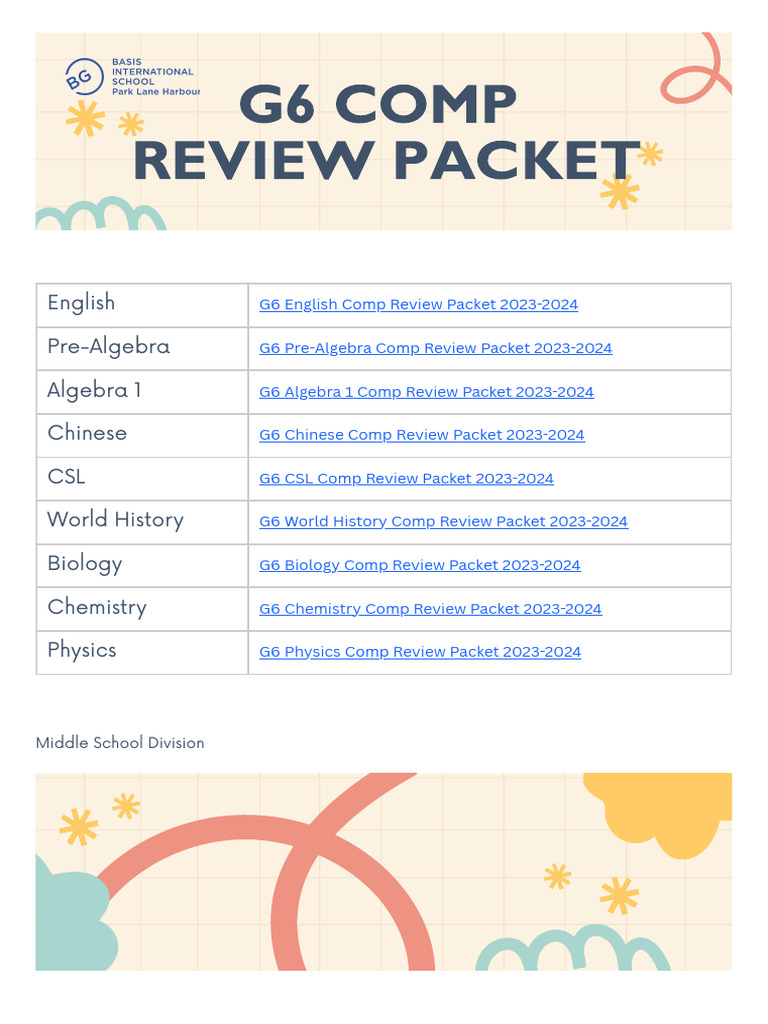 G6 Comp Review Packets 2023-2024 | PDF