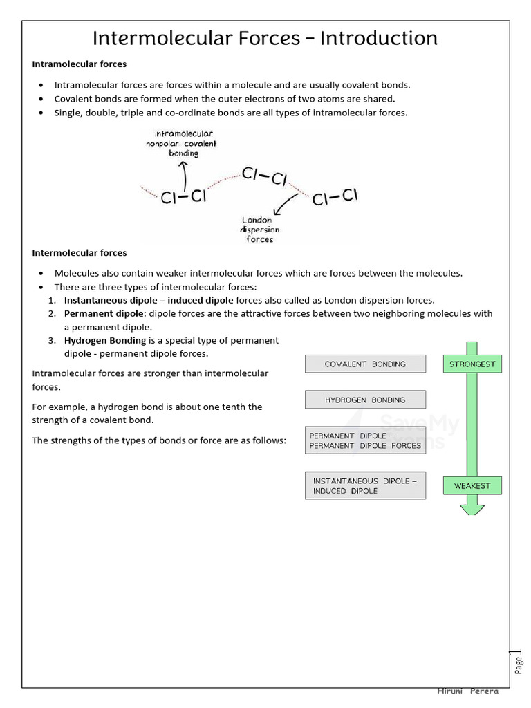 Intermolecular and Intramolecular Forces | PDF | Intermolecular Force ...
