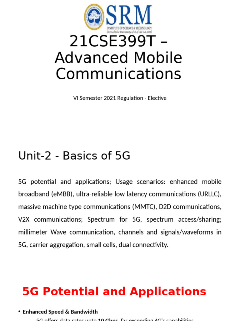Unit 2 Basics of 5G - Part 1 | PDF | Computer Network | Internet Of Things