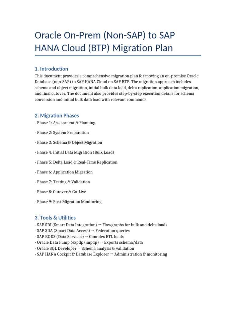 Oracle to SAP HANA Migration Guide | PDF | Database Schema | Databases