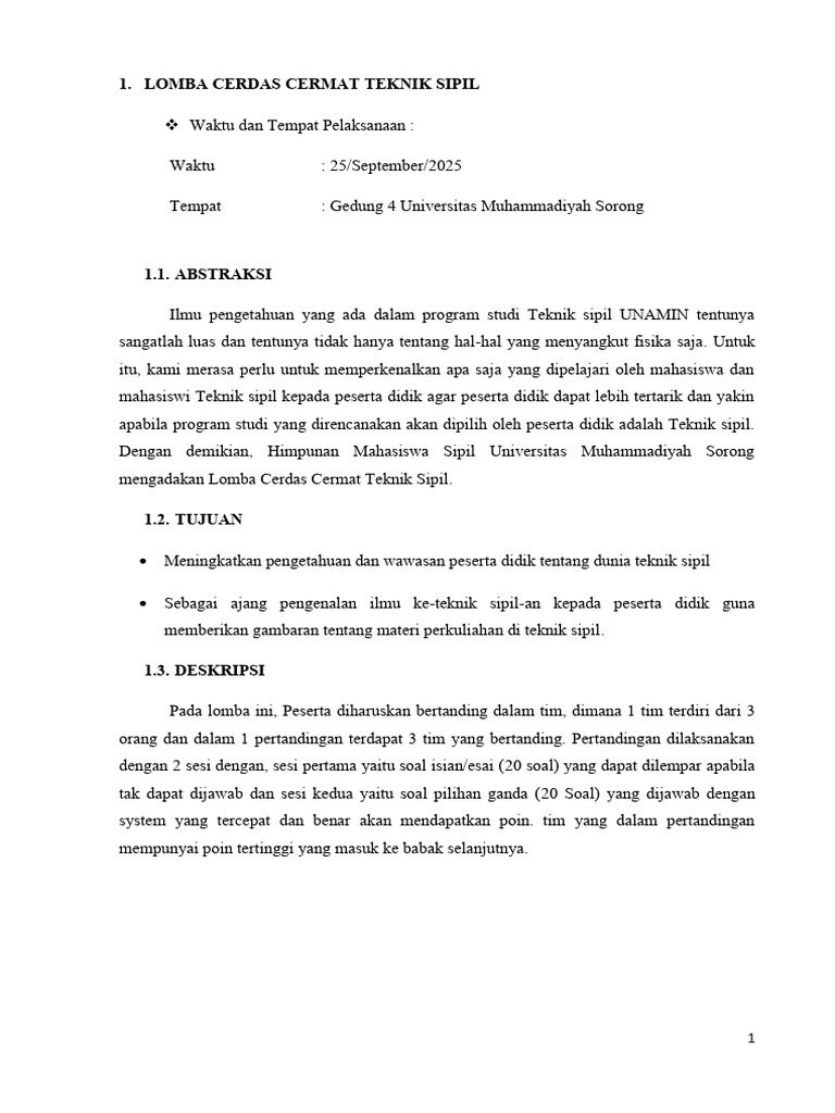 Tor Lomba Cerdas Cermat Sipil Expo Terbaru | PDF